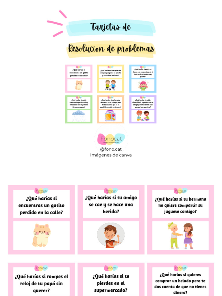 Tarjetas de Resolución de Problemas (para niños pequeños) | PDF