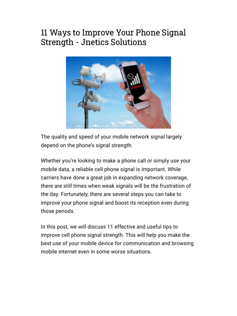 11 Ways To Improve Your Phone Signal Strength - Jnetics Solution | PDF ...