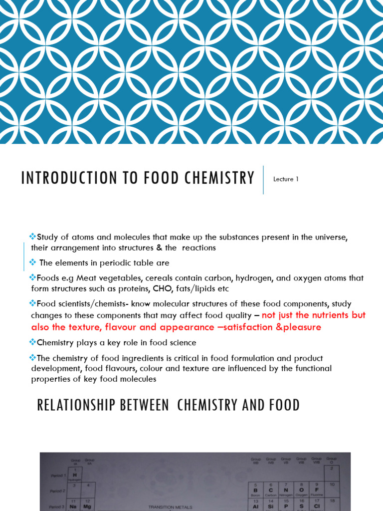 Lecture 1 Introduction To Food Chemistry Water | PDF | Water | Chemistry
