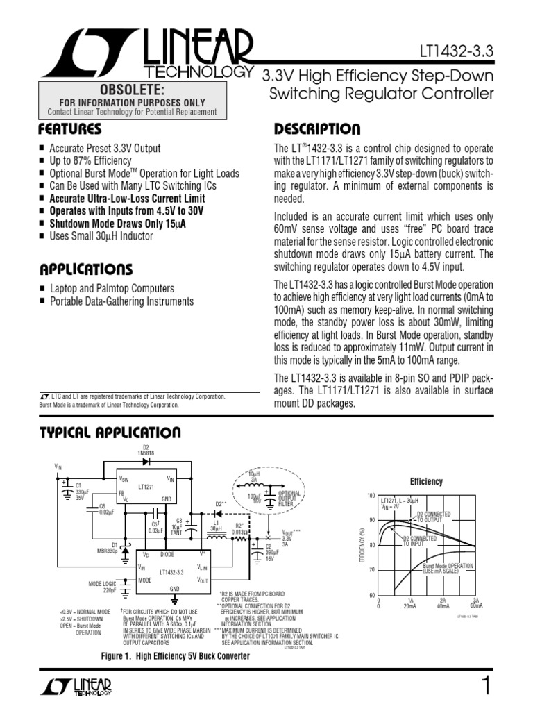 high efficiency step-down switching regulator controller lt143233 | PDF | Electric Power ...