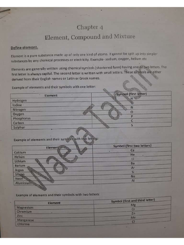 O Level Element, Compound, Mixture | PDF