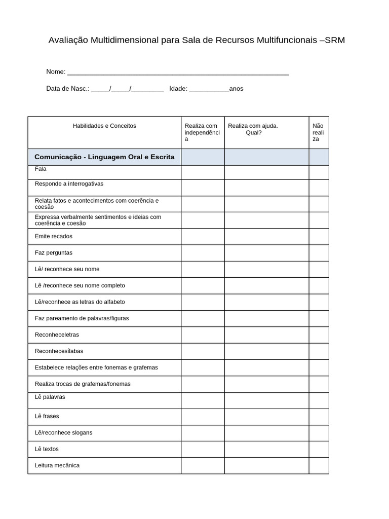 Avaliação Multidimensional SRM | PDF