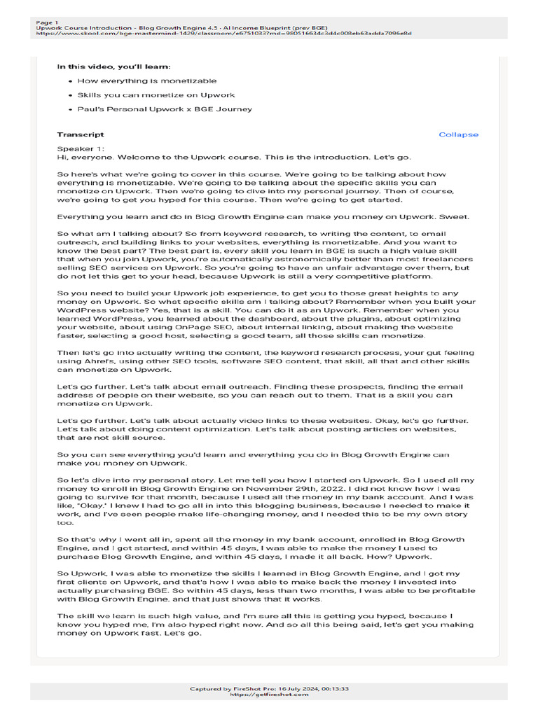 01-Upwork_Course_Introduction | PDF | Word Press | Search Engine Optimization