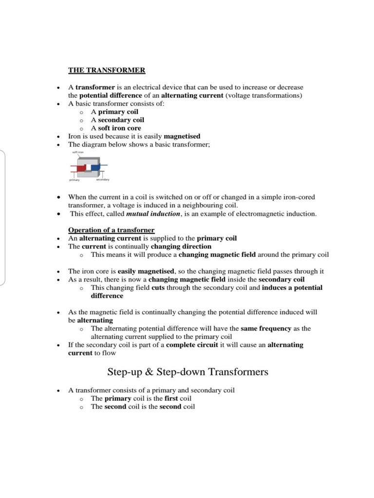 igcse physics 0625 transformer notes | PDF