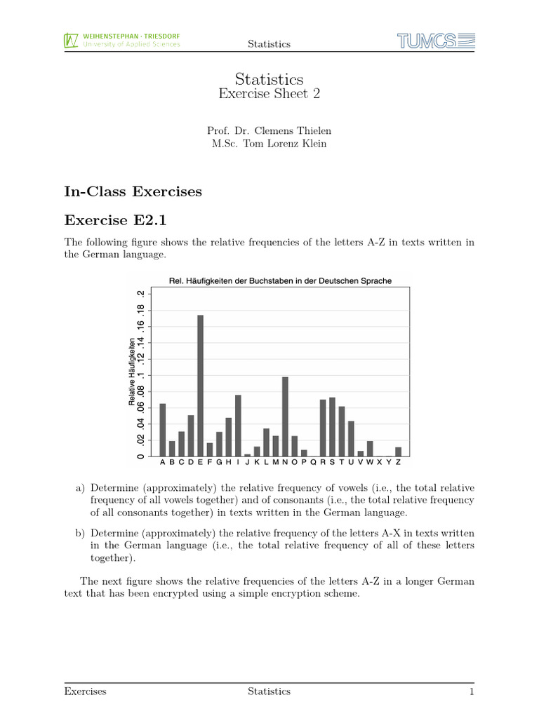 Exercise Sheet 2 | PDF | Histogram