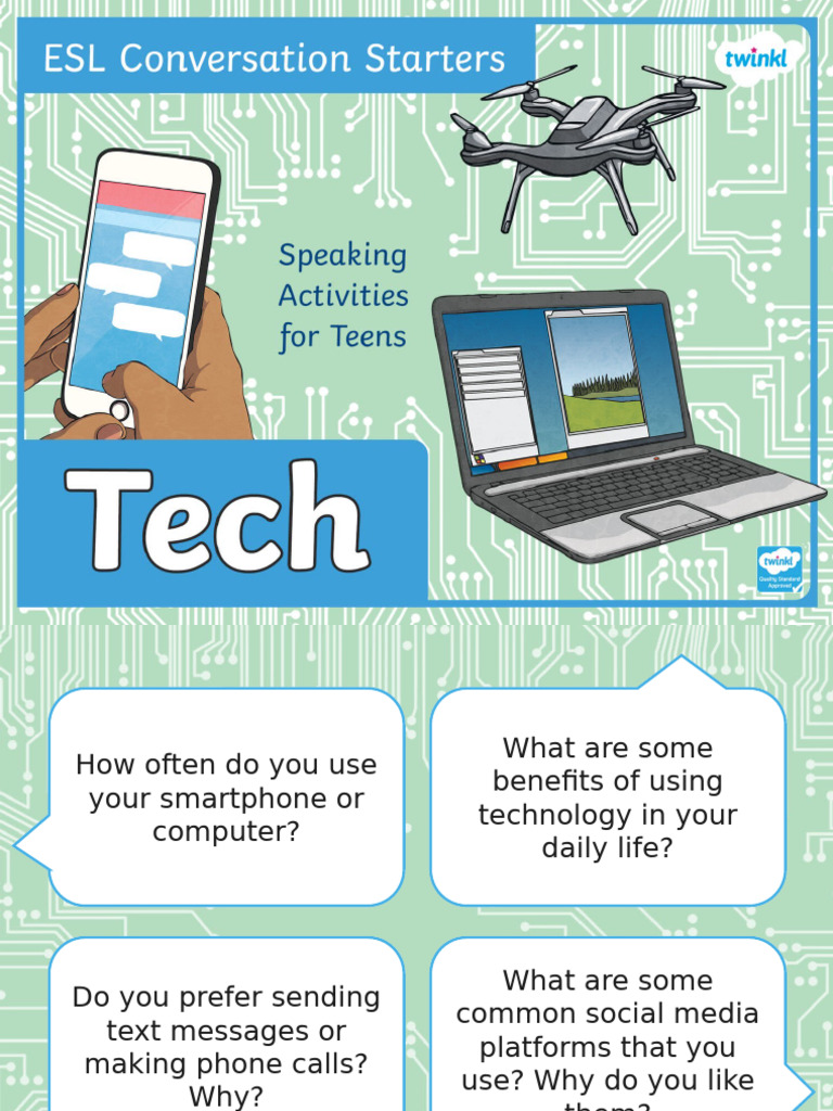 T 1705404473 Esl Conversation Starters Tech Teens A2 b1 Ver 1 | PDF ...