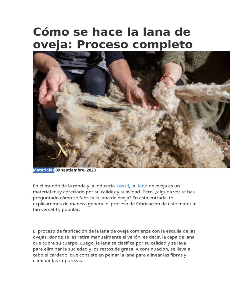 Cómo se hace la lana de oveja | PDF | Lana | Textiles