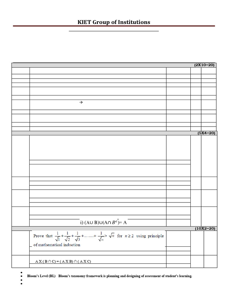 DSTL - KCS303 - CT - 1 - Set - A Exam 2022-2023 | PDF | Function (Mathematics) | Mathematical Logic