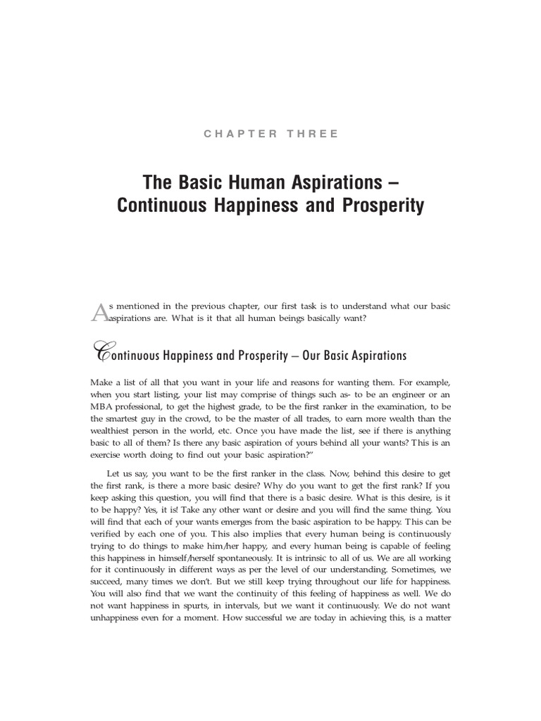 Basic Human Aspiration and Its Understanding | PDF | Happiness | Feeling