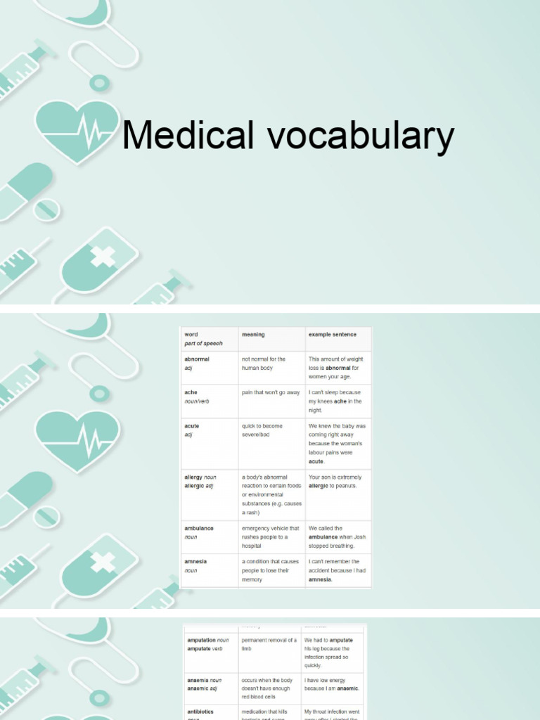 Medical vocabulary | PDF