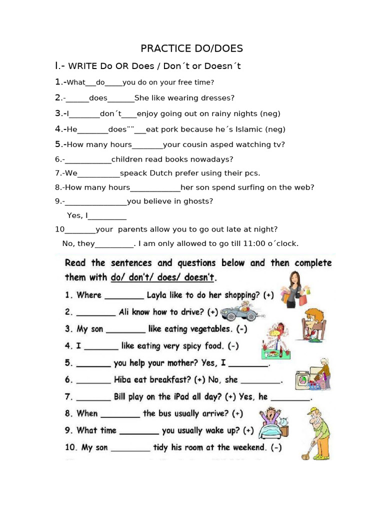 Practice Do or Does | PDF