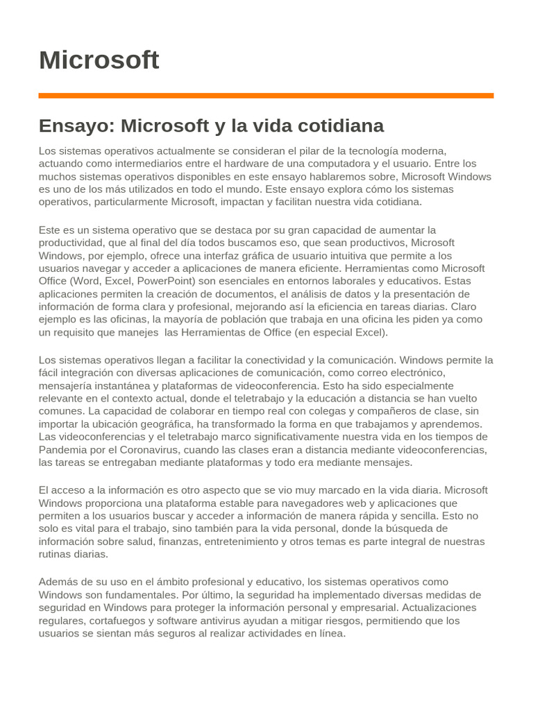 Ensayo Informatica | PDF | Microsoft | Software de la aplicacion