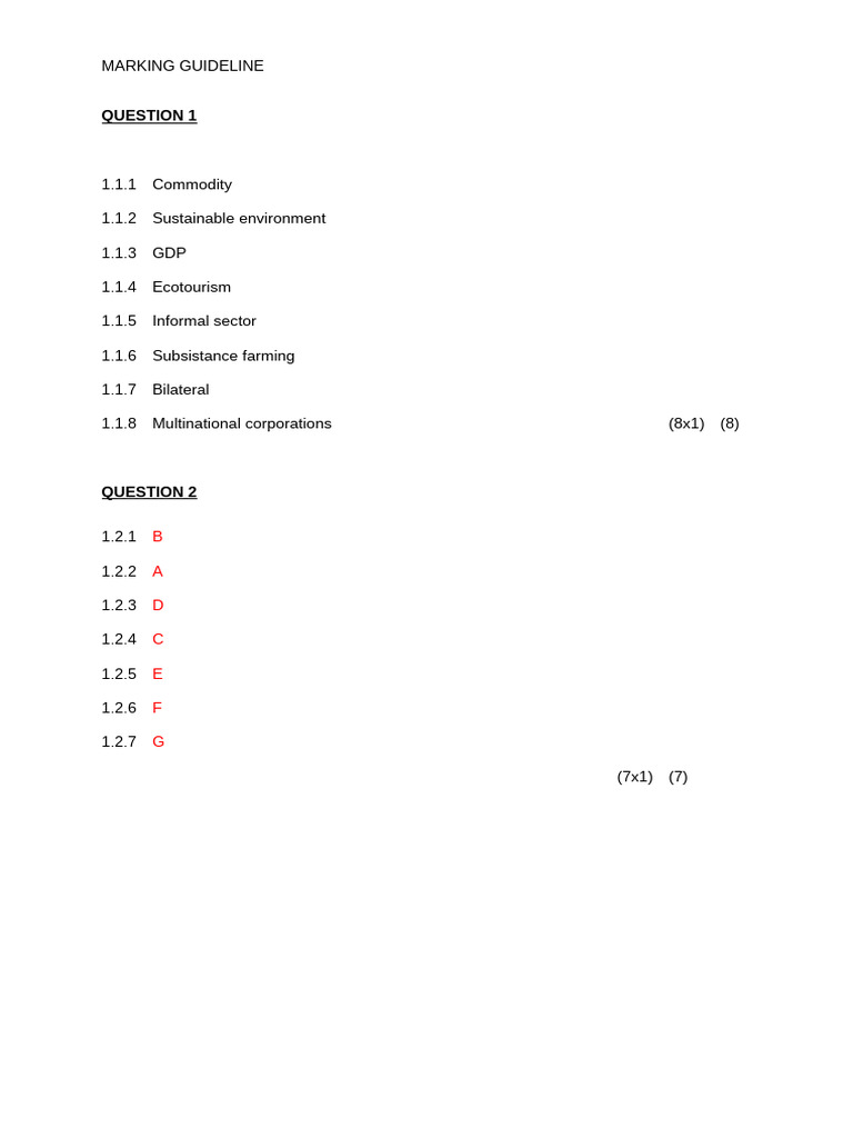 Grade 11 Term 3 Marking Guideline - Corrected | PDF | Gross Domestic ...