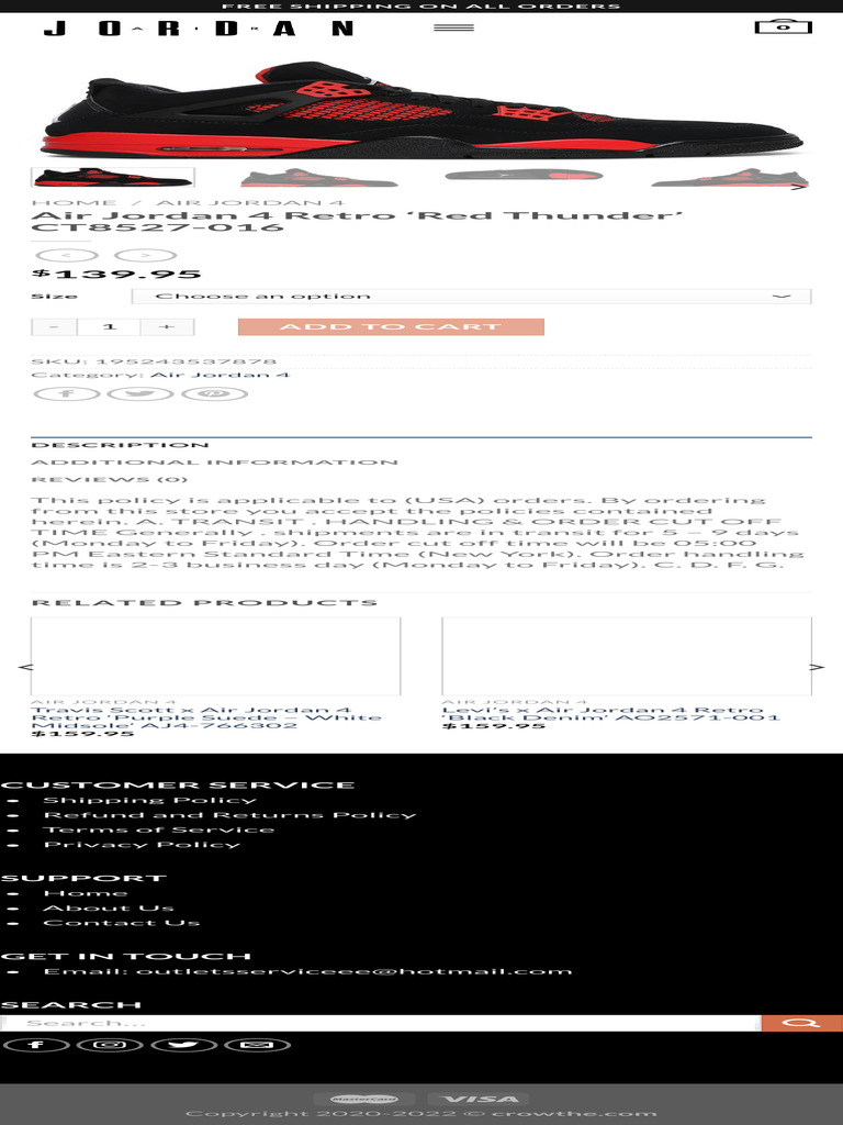 Air Jordan 4 Retro Red Thunder' CT8527-016 - Matterfrory Store | PDF