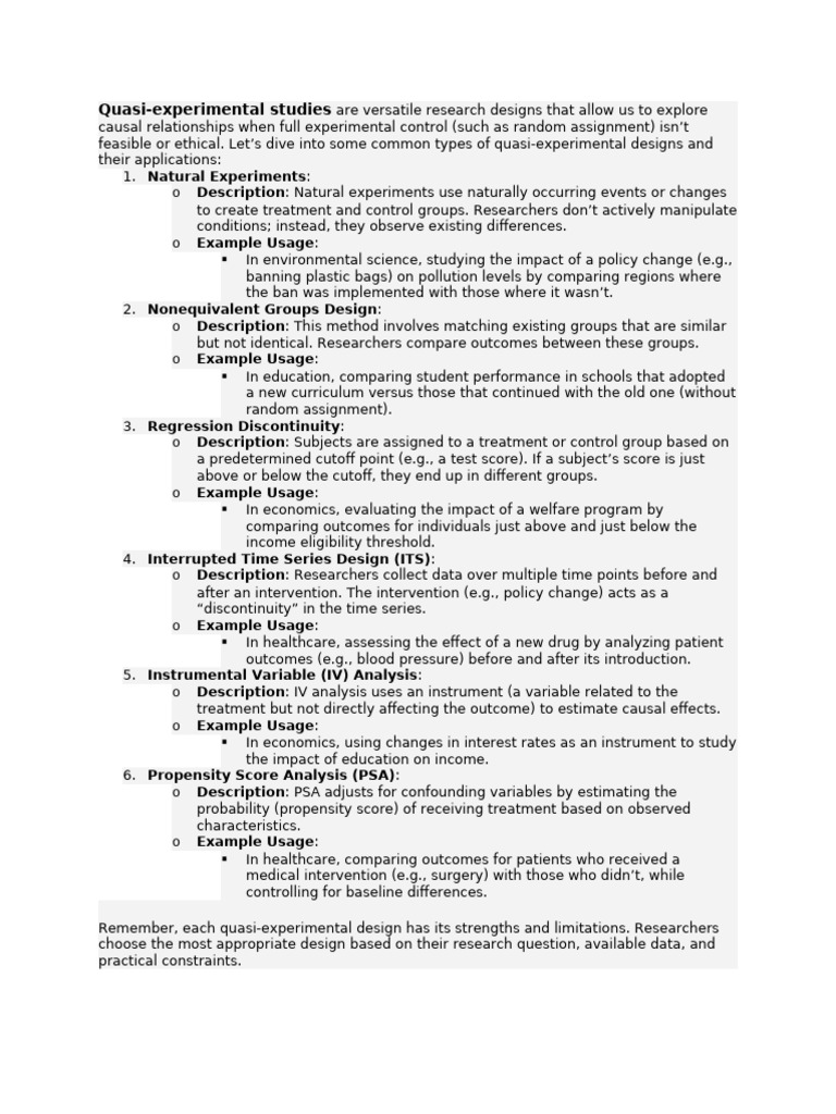 Quasi-Experimental Studies Types | PDF