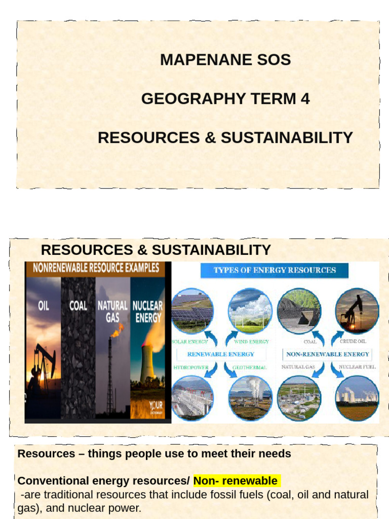 Resources& Sustainability GRD 11 | PDF | Energy Development | Renewable ...