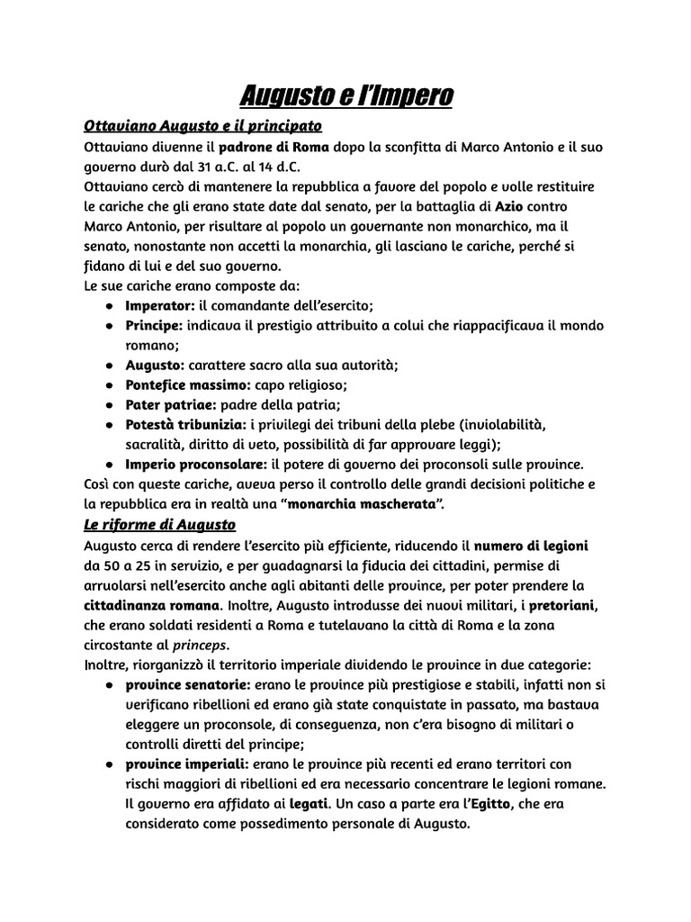 Augusto e l'Impero | PDF