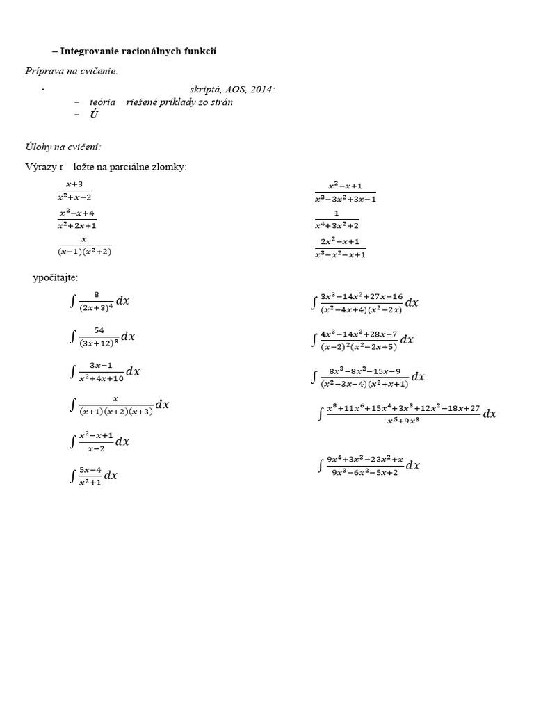 C3-04 Integrovanie Racionalnych Funkcii | PDF