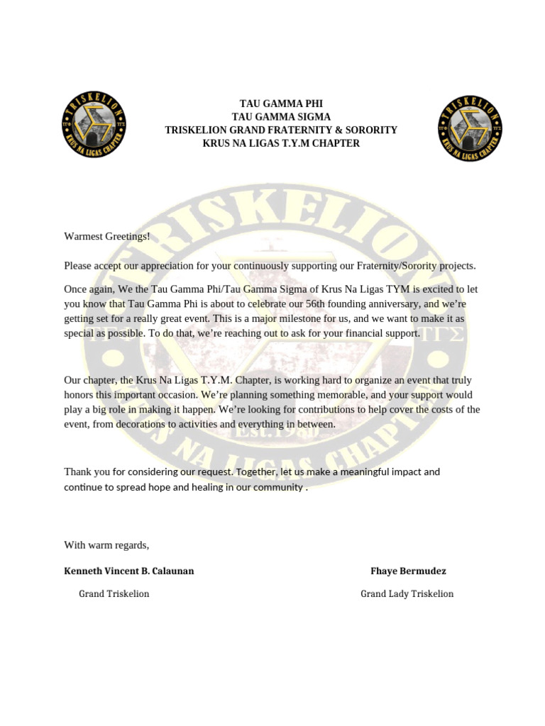 Tau Gamma Phi Tau Gamma Sigma Triskelion Grand Fraternity & Sorority ...