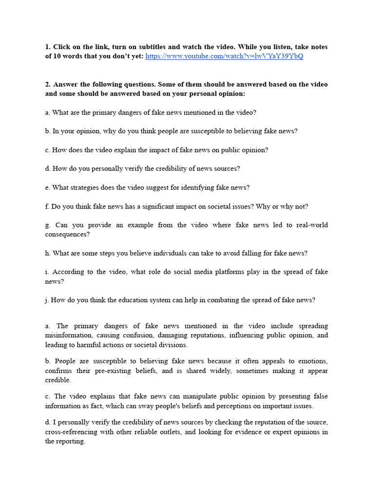Homework 3B ANSWERS On The Real Harm of Fake News. Due - September 23 ...