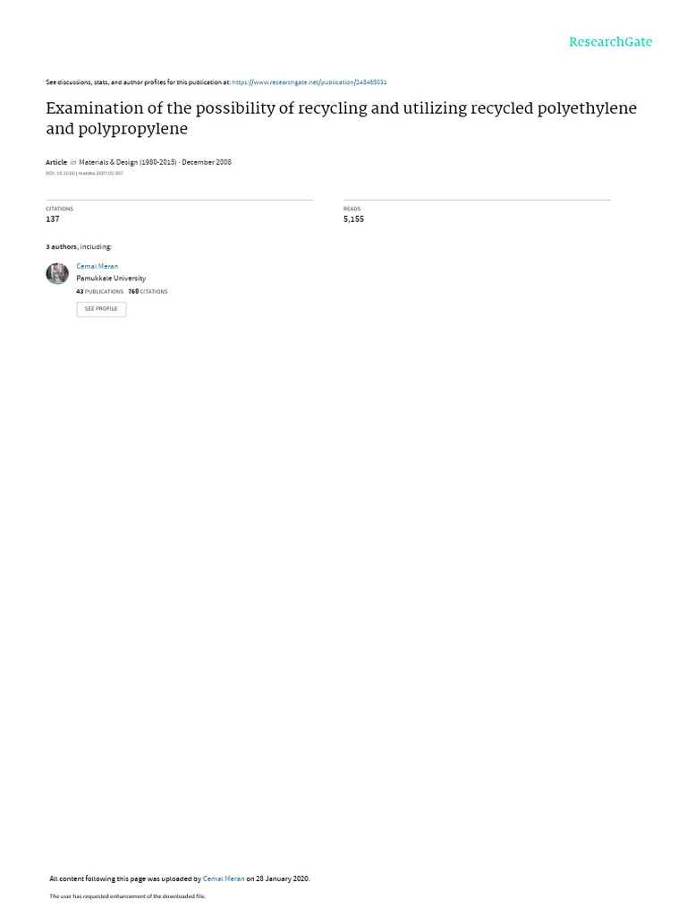 Examination of The Possibility of Recycling and Utilizing Recycled ...