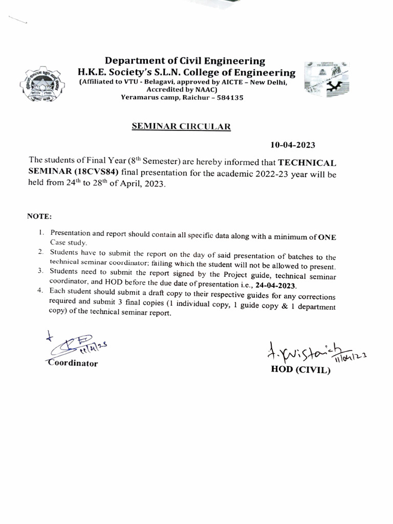 Seminar Circular Batchlist | PDF | Civil Engineering | Engineering