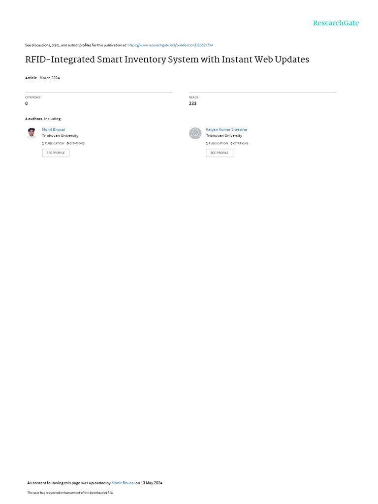 RFIDIntegrated Smart Inventory System With Instant Web Updates | PDF ...