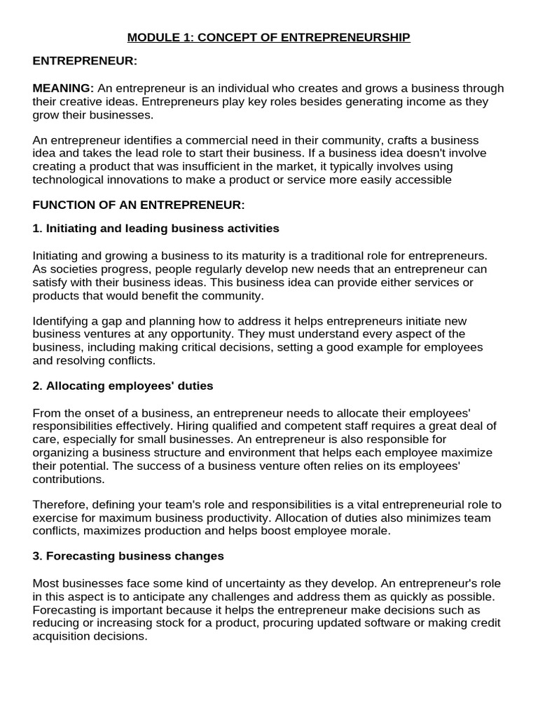 Module 1 Concept of Entrepreneurship Entrepreneurial Development | PDF ...