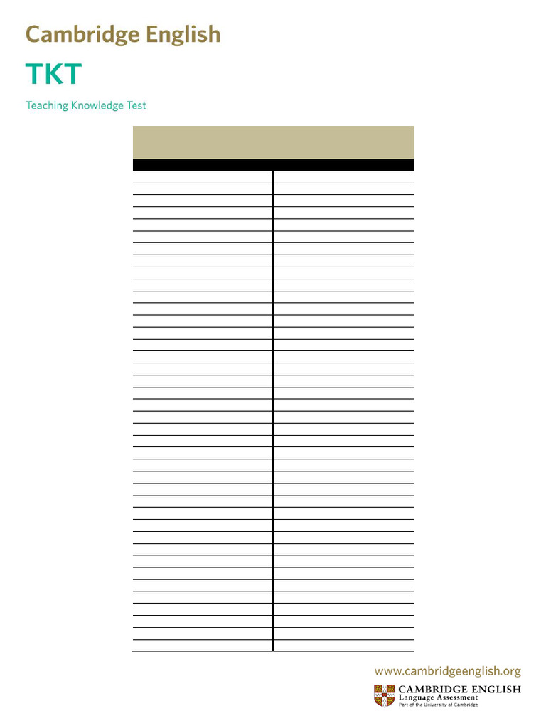 TKT Module 2 Answer Key Document | PDF