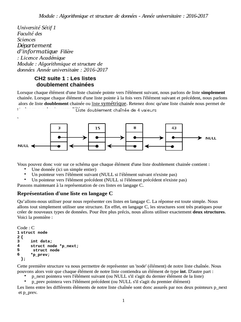 Listes doublement chaînées en C | PDF | C (Langage de programmation ...