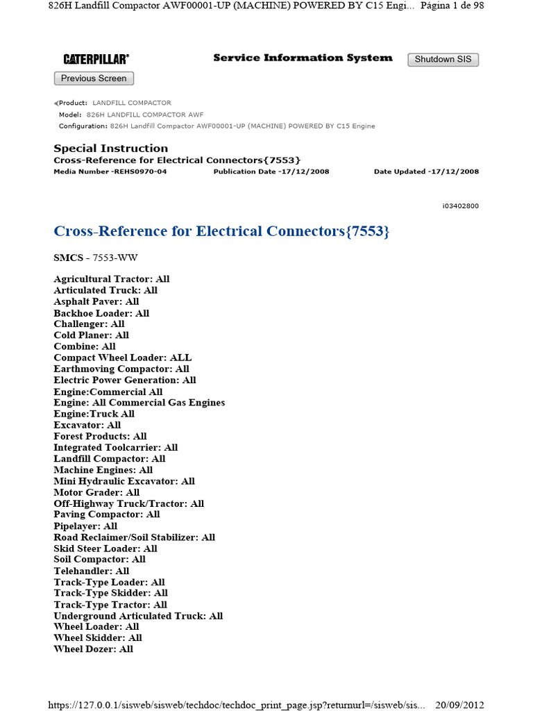 Conectores Special Instruction Cross-Reference For Electrical ...