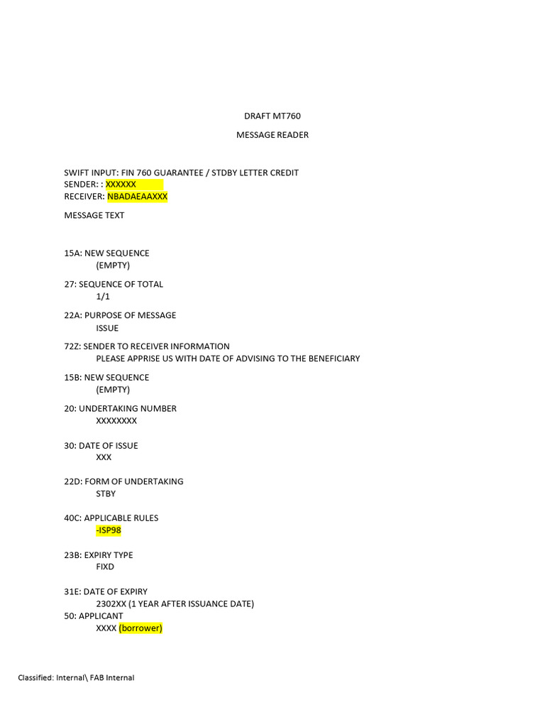 SBLC - Format | PDF | Letter Of Credit | Business Law