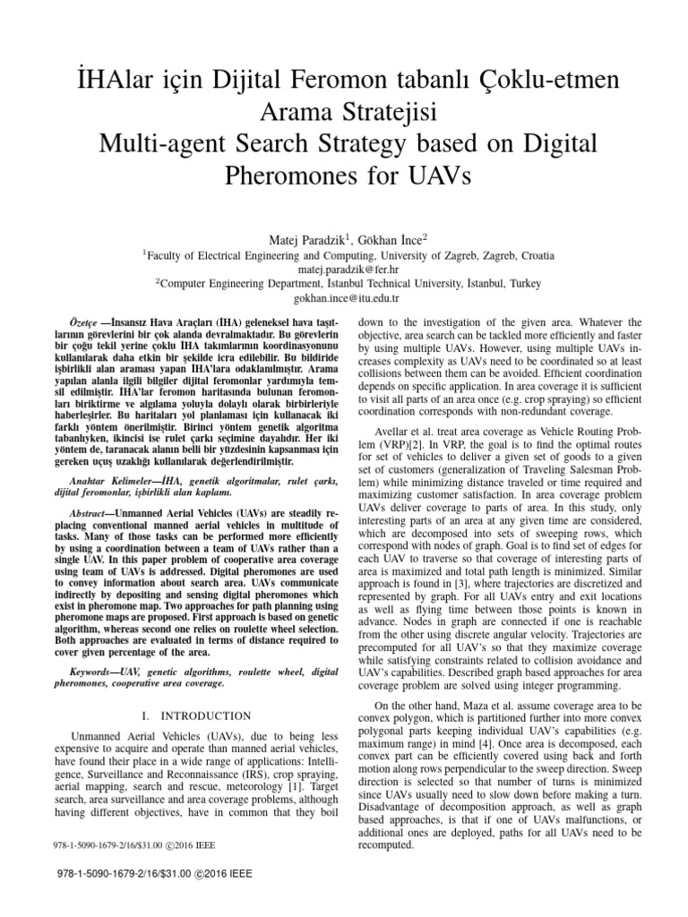 Multi-Agent Search Strategy Based On Digital Pheromones For UAVs | PDF ...