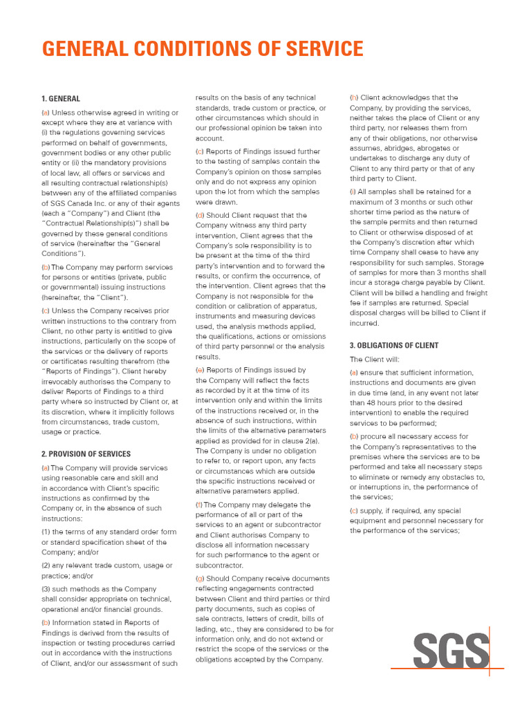 Legal General Conditions of Service Canada HR A4 en | PDF | Indemnity ...