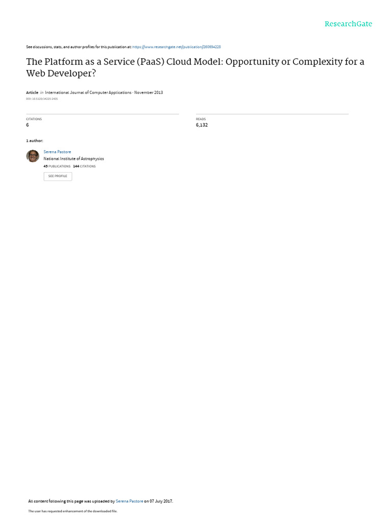 The Platform As A Service PaaS Cloud Model Opportu | PDF | Cloud Computing | Platform As A Service