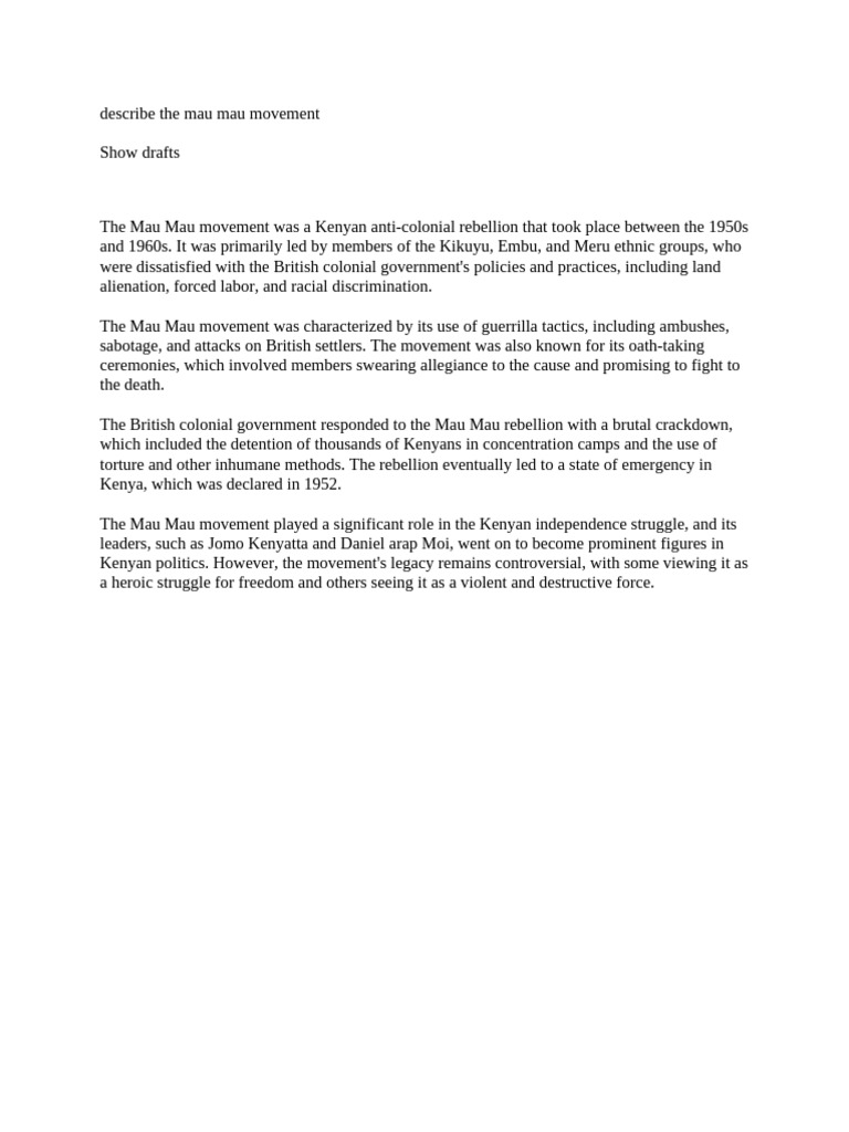 Describe The Mau Mau Movement | PDF