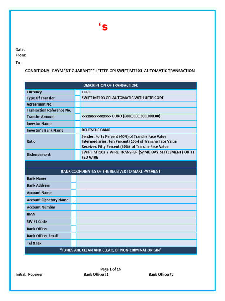 4_1_Conditional_Bank_Endorse_PGL_GPI_AUTOMATIC_WITH_UETR_CODE (1) | PDF ...