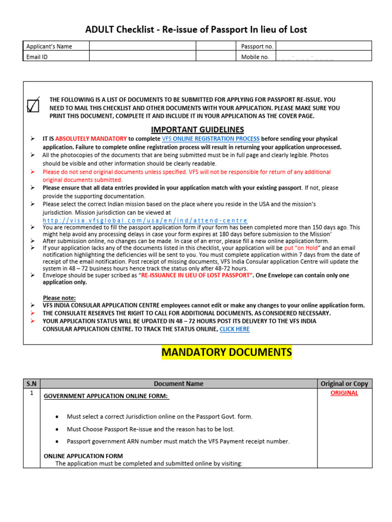 Checklist | PDF | Notary Public | Passport