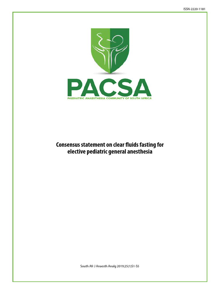 Clear Fluids Fasting in Pediatric Anesthesia | PDF | Anesthesia | Fasting