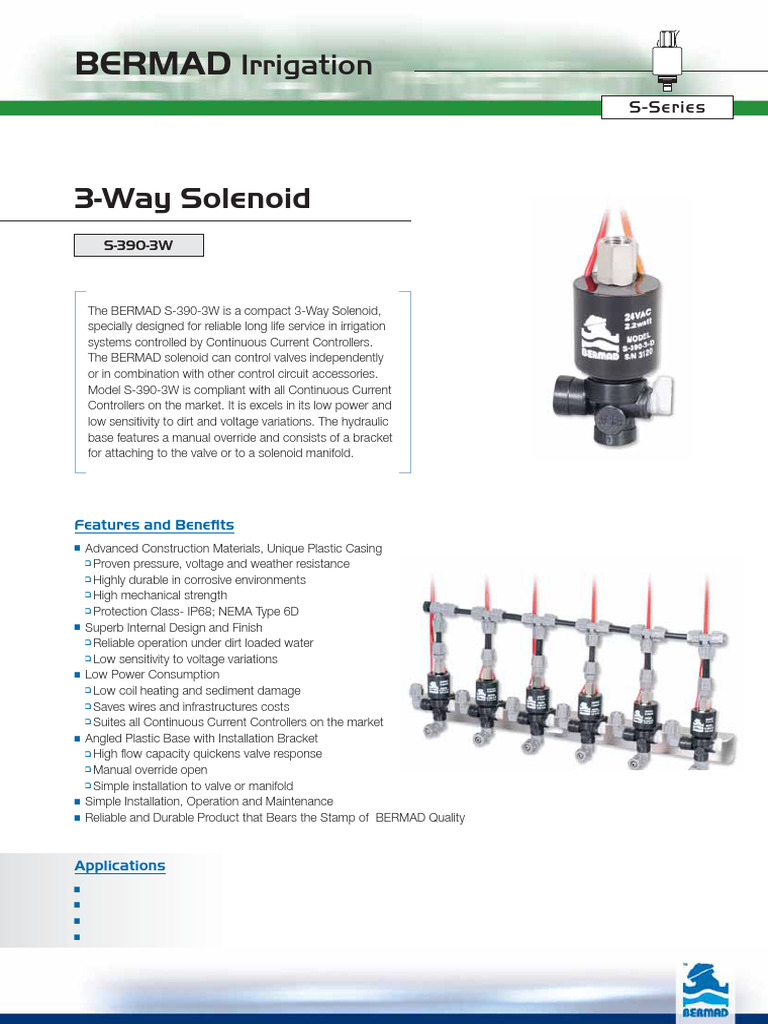 Bermad: 3-Way Solenoid | PDF | Valve | Electrical Engineering