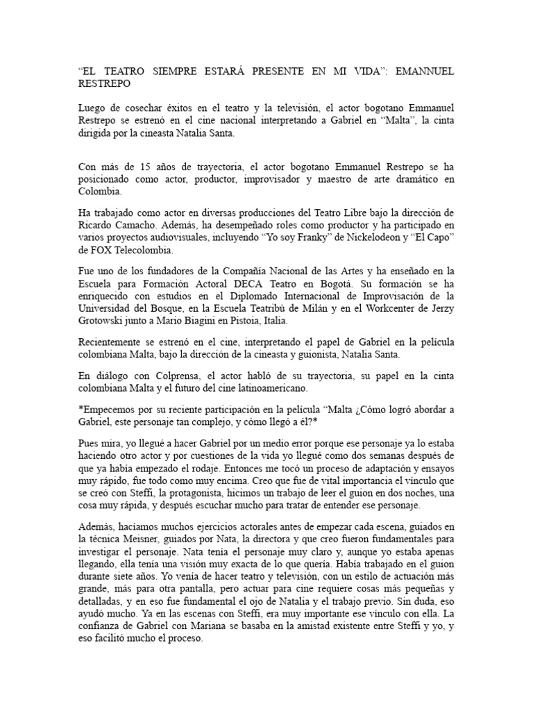 Entrevista Emanuel | PDF | Teatro