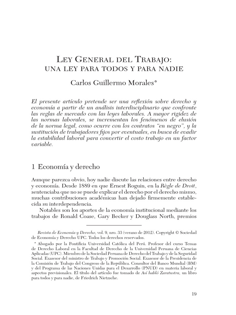 Leido Ley Genral Del Trabajo Una Ley para Todos y para Nadie | PDF ...