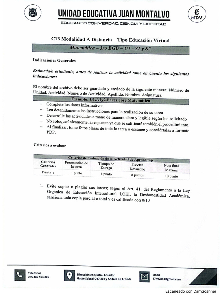 Tarea de Matemáticas-Dereck Guillen 3ro Paralelo 5 | PDF