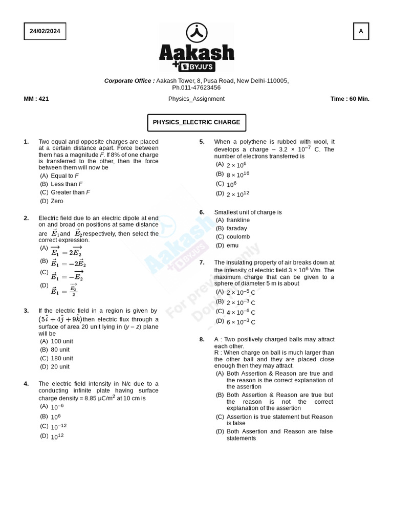 DOC-20240521-WA0002. | PDF | Electric Field | Physics