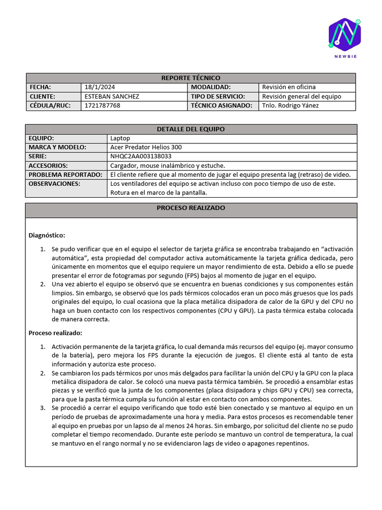 Ejemplo Bitacora Informe 3 | PDF | Unidad de procesamiento gráfico | Hardware de la computadora