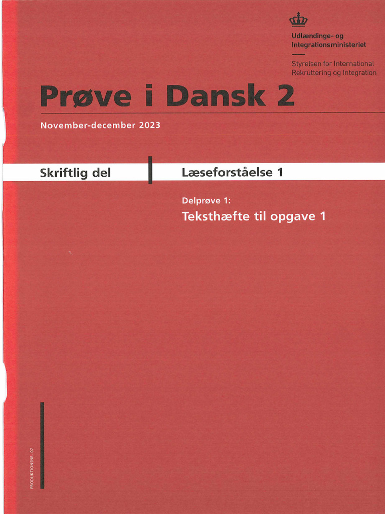 PD2 Nov23 LAeseforstaaelse 1 TeksthAefte | PDF