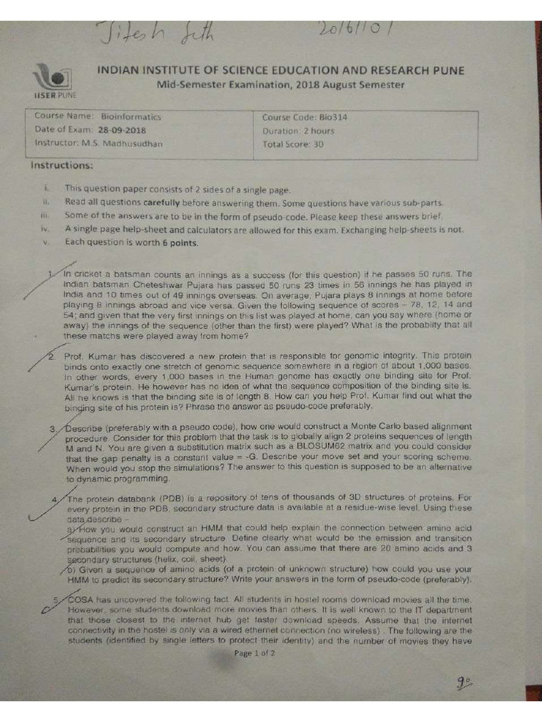 Bioinformatics Midsem | PDF