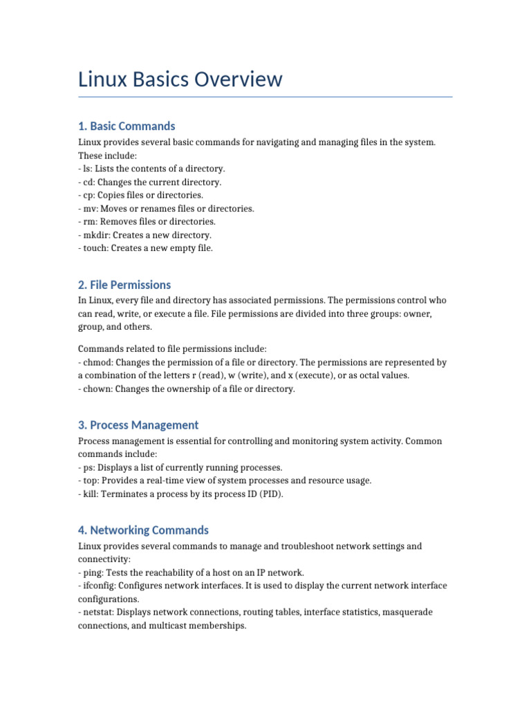 Linux Basics: Commands and Management | PDF | Computers