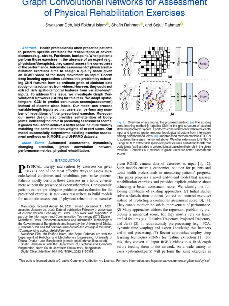 Graph Convolutional Networks For Assessment of Physical Rehabilitation ...