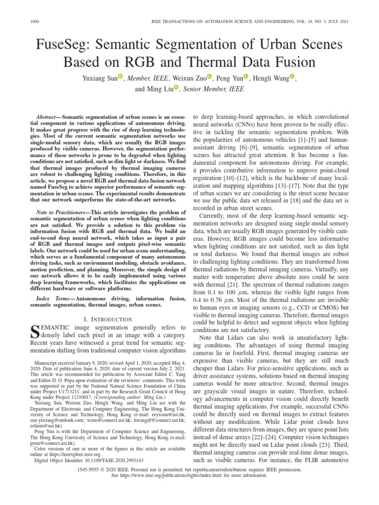 FuseSeg Semantic Segmentation of Urban Scenes Based On RGB and Thermal ... FuseSeg Semantic Segmentation of Urban Scenes Based On RGB and Thermal ...